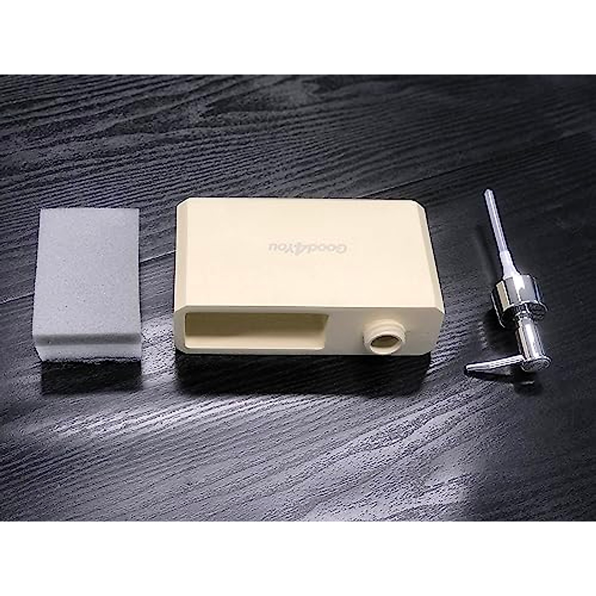 GOOD4YOU Lot of Two Manual Soap Dispenser, Organizer on Countertop, 2-in-1 Manual Dish Soap Dispenser and Sponge Holder, Durable ABS Material, Countertop for Kitchen & Bathroom