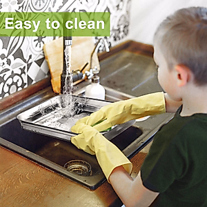 HULISEN Breading Trays Set of 3, Large Stainless Steel Breading Pans for Dredging Chicken Breasts and Marinating Meat, Interlocking Food Prep Trays for Coating Fish and Breadcrumb Dishes, Oven Safe