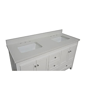 Kitchen Bath Collection Abbey 60-inch Double Bathroom Vanity (White/Quartz): Includes White Cabinet with Stunning Quartz Countertop and White Ceramic Sinks