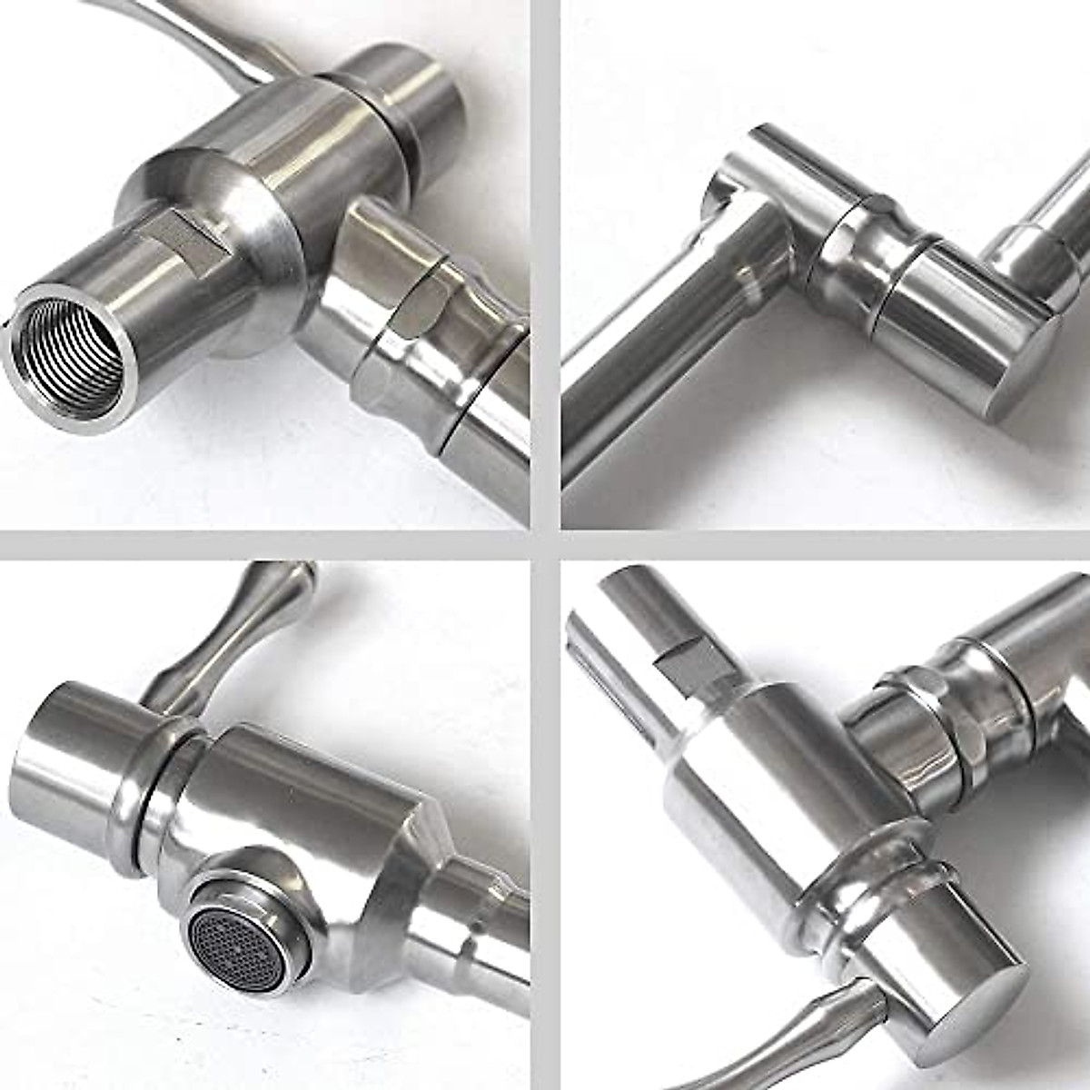 MSTJRY Pot Filler Faucet Wall Mount Stainless Steel Commercial Kitchen Faucet Double Joint Spout Folding Stretchable Swing Arm with Single Hole 2 handles