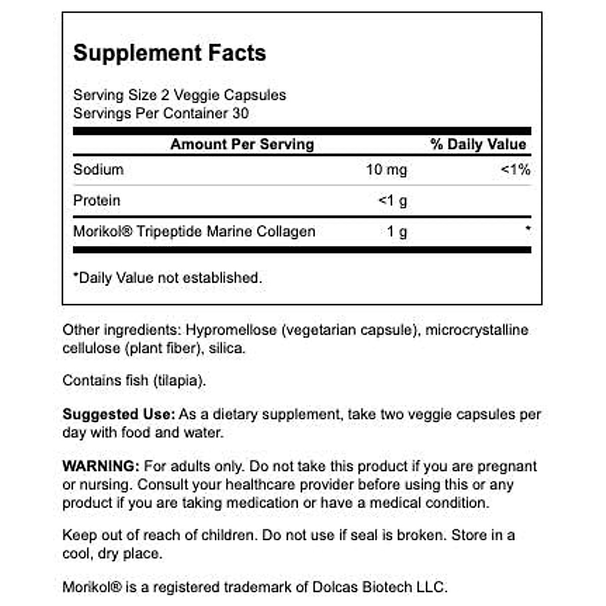 Swanson Marine Collagen Peptides Type I - Featuring Morikol 500 mg 60 Veg Caps 2 Pack