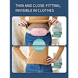 Slimpal Heating Pad for Cramps, Portable USB Cordless Heating Pad with Massager for Back Pain Relief, FSA HSA Eligible Heat Belt Gifts for Women Pink