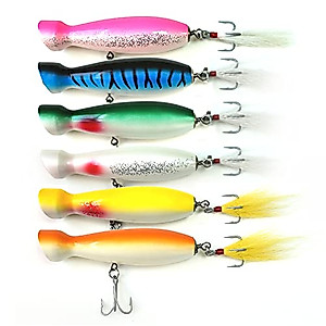 Seasky4.5' Fishing Wood Bottle Style Popper Lure Artificial Bait Wooden baitsocean Tackle for Striped bass Tuna Fishing