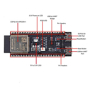 DIYmall ESP32-S3-DevKitC-1 N8R8 ESP32 S3 Development Board ESP32-S3-WROOM-1 Module Integrates Complete Wi-Fi+BT+BLE Functions,8MB Flash+8MB PSRAM