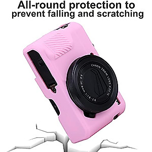 G7X Camera Silicone Case Ultra-Thin Lightweight Rubber Soft Silicone Case Bag Cover for Canon PowerShot G7X G7X Mark II G7X Mark III + Microfiber Cloth (Pink)