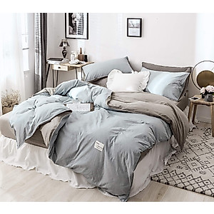 MOON'S SLEEPWARES / Herse Series / [ Sky Blue and Brown, California King Size ] [ 100% Cotton 200 Thread Count ] Duvet Cover Set (Duvet Cover with Two Pillow Cases) SJTDS240x275SB