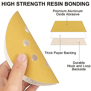 LotFancy 5in 8 Hole 120 Grit Sanding Discs, 100PCS Random Orbital Sander Pad Sandpaper, Hook and Loop Round Sand Paper