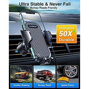 VANMASS [Latest Model] Car Phone Holder Mount, Dashboard Phone Holder Universal Powerful Suction Cup Mount, Dash Windshield Air Vent Truck Stand Compatible with All Phones Black