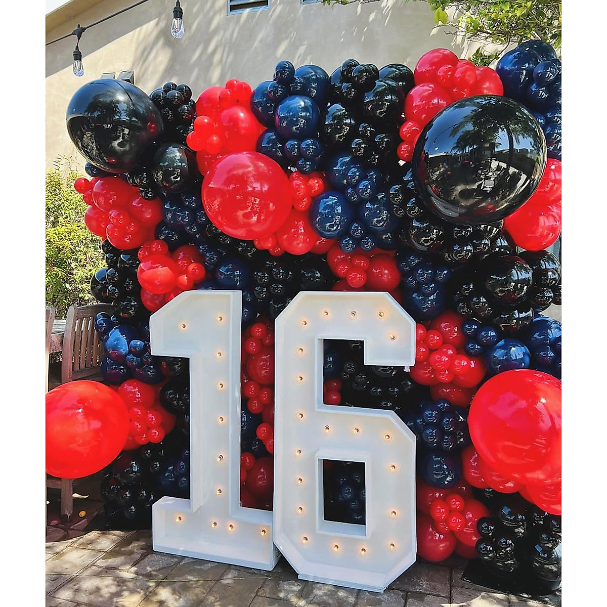 YAOWKY Red and Black Balloons Garland Arch Kit,115pcs Latex Black and Red Party Balloons Arch for Graduation, Baby Shower, Birthday, Wedding, BBQ Casino, Prom Party, New Years Eve Party Decorations