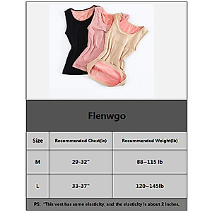 Flenwgo Womens Cotton Thermal Fleece Lined Underwear Tops Cami Tank Top Warm Base Layer Vest Khaki L/(Fit 120~145 lb)