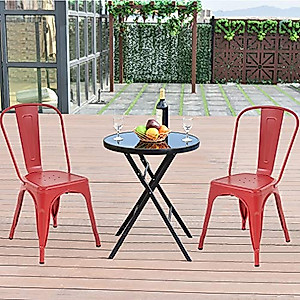 Metal Dining Chairs Set Of 4 Indoor Outdoor Chairs Patio Chairs 18 Inch Seat Heigh Kitchen Chairs Tolix Side Bar Chairs Trattoria Metal Chairs Restaurant Chair 330LBS Weight Capacity Stackable Chair