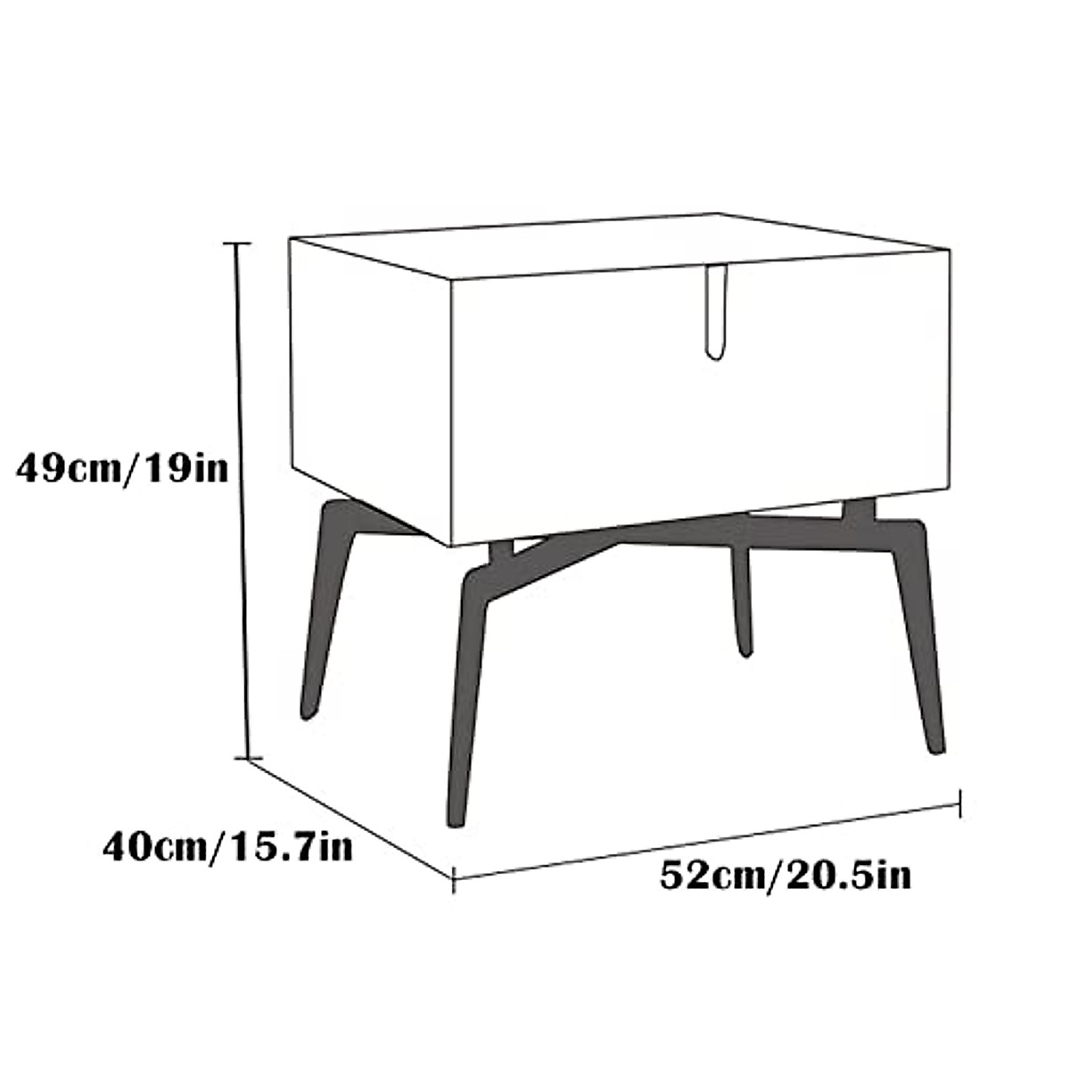 Bedside Table Bedroom Bedside Wood Single Drawer Tall End Table with Metal Legs Large Capacity Storage Cabinet Modern Style Furniture for Bedroom Living Room 19" H Night Stand (Color : B)