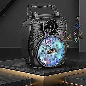 Wireless Bluetooth Speaker, Portable Speaker with Coloured Running Lights Bluetooth Speaker, Wireless Compact Audio Subwoofer 360° Surround Sound with TFC Card, AUX Cable, USB Flash Card (Blue)