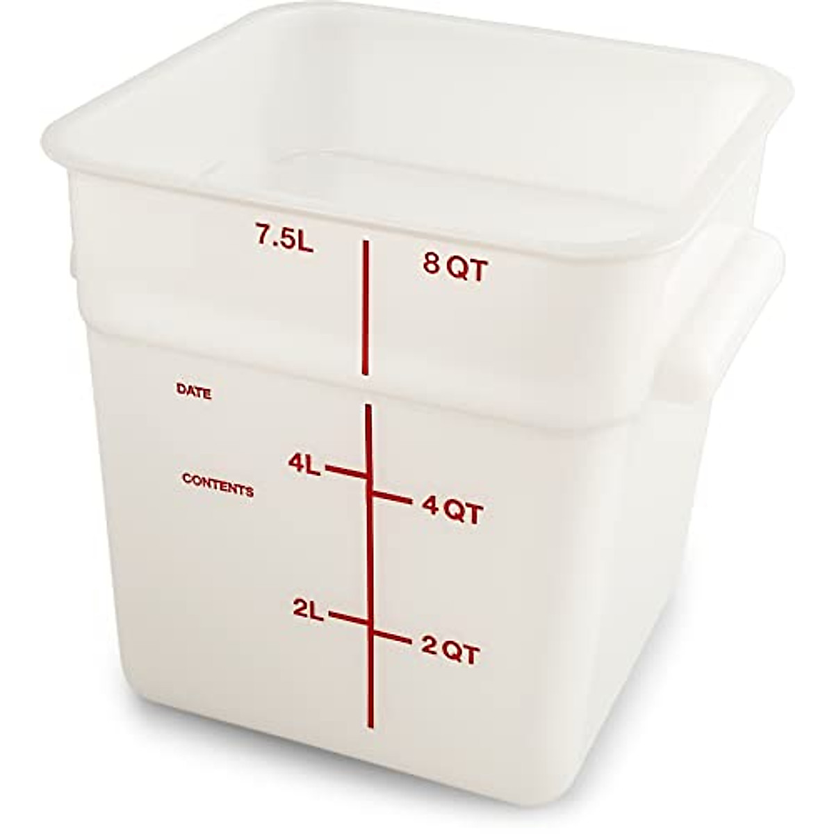 Carlisle FoodService Products Squares Square Food Storage Container with Stackable Design for Catering, Buffets, Restaurants, Plastic, 8 Quarts, White