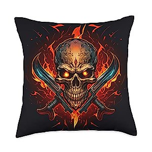Fantasy Warrior Skullz CrushingInferno Throw Pillow, 18x18, Multicolor