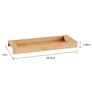 Lavish Home Bamboo Bathroom Vanity Tray-Natural Wood Eco-Friendly Holder for Towels, Toiletries, Cosmetics, Decor and More-Modern Bath Accessories
