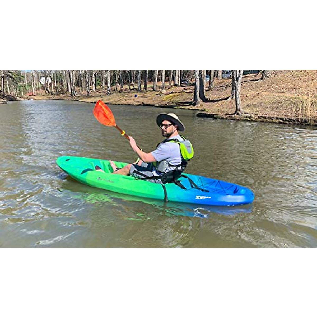 perception Kayaks Zip 9.5 | Sit on Top Kayak for All-Around Fun | Stable and Fast | Rear Storage with Tie Downs | 9' 6" | Earth