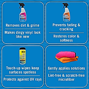 Ultimate Boat Interior Cleaning Kit Boat Cleaner Products Marine Vinyl Protectant Boat Vinyl Cleaner for Boat Seats Wipes & Microfiber Cloths Pontoon Boat Accessories Jetski Car & RV Care Supplies