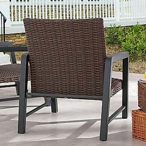 PatioFestival Outdoor Club Chairs Wicker Patio Dining Chair Set of 2 with Quick-Drying Internal Cushion All Weather Frame