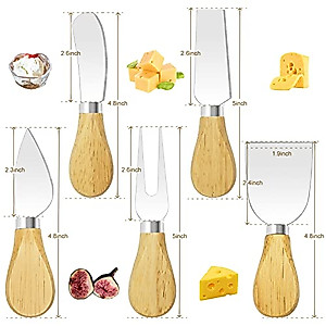 10Pcs Cheese Knives, Premium Cheese Knife Set for Charcuterie Board, Mini Steel Stainless Cheese Knife, Cheese Spreader, Cheese Fork with Wooden Handle for Charcuterie Knife Set