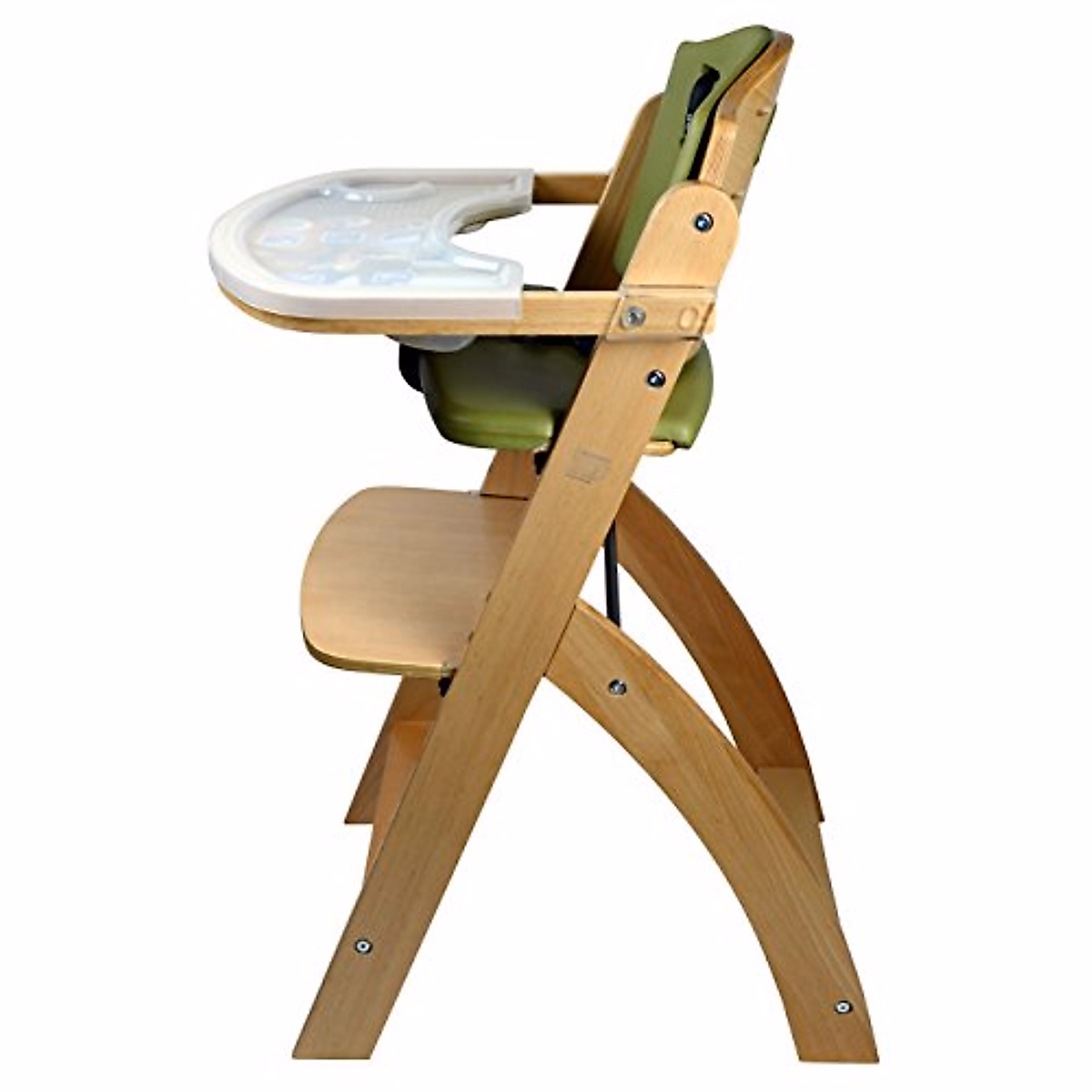 Abiie Beyond Wooden High Chair with Tray. The Perfect Adjustable Baby Highchair Solution for Your Babies and Toddlers or as a Dining Chair. (6 Months up to 250 Lb) (Natural Wood - Olive Cushion)