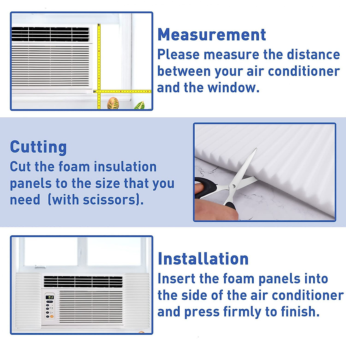 YoleShy Window Air Conditioner Side Panels Foam Insulation Panels for Window Air Conditioner, AC Units Window Insulation Kit 17 X 9 X 1 inch, Pack of 2, White