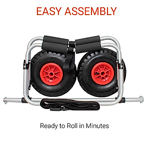 BKC UH-KC271 Two-Wheeled Cart for Kayaks, Stand Up Paddle Boards, Canoes - Easy Overland Transport at the Lake, Beach, or Reservoir