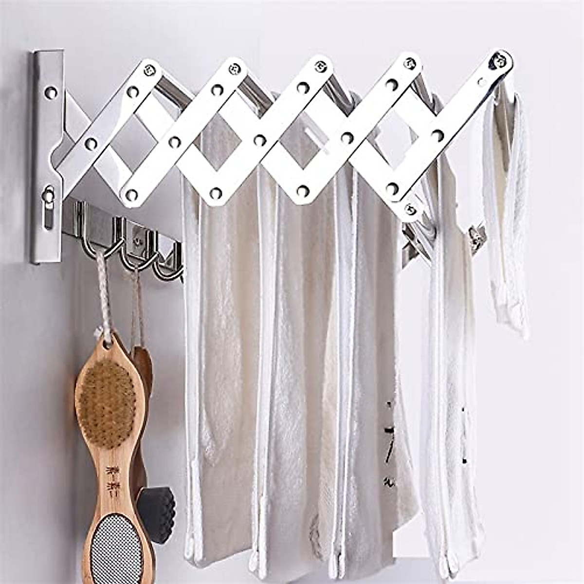 EAFTOS Clothes Airer Laundry Drying Rack Folding Retractable Wall Mounted Towel Rack Adjustable Collapsible Heavy Duty 304 Stainless Steel Away Rack