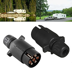 Vdaxvme 7 Pin Adapter Trailer Connector 12V Towbar Towing Waterproof Socket Adapter Standard European Car Truck Caravans Trailer Light Connector 7-Way Round Pin Adapter