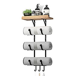 SODUKU Towel Rack Wall Mounted 3 Tier Modern Decorative Bathroom Towel Holder Practical Towel Storage Rack Can Hold 3 Bath Sheets for Storage of Bathroom Towels Yoga Mat