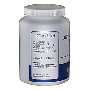 DCA - Sodium Dichloroacetate 500mg - Purity >99.9%, Made in Europe, by DCA-LAB, Certificate of Analysis Included, Tested in a Certified Laboratory, Buy Directly from Manufacturer, 120 Capsules