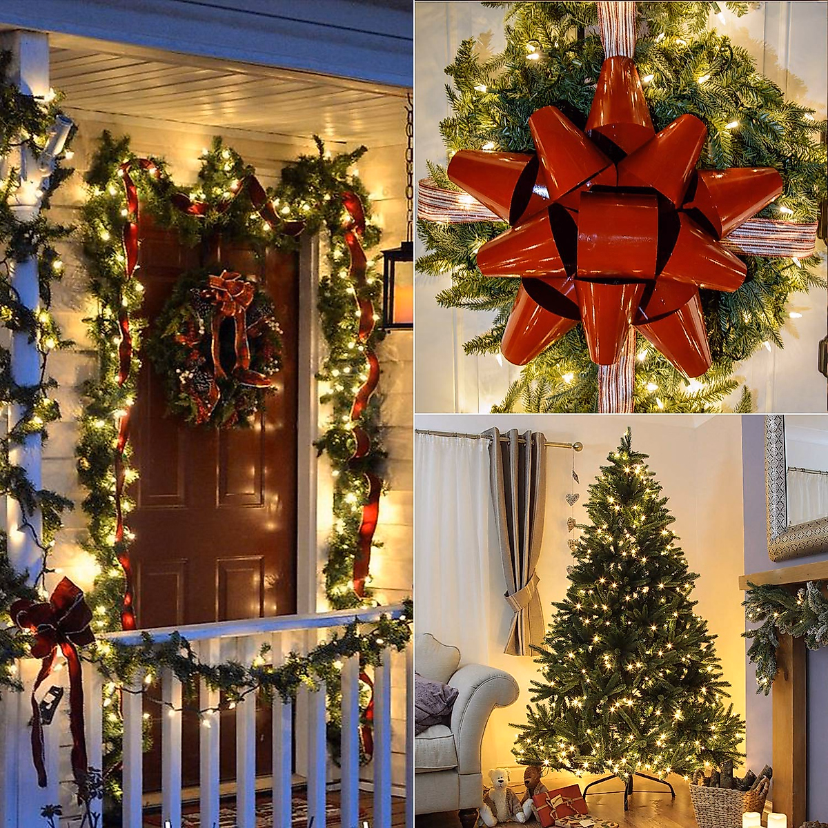 BrizLabs Battery Christmas Lights, 17.94ft 50 LED Warm White Christmas Lights, Green Wire Christmas String Light Indoor/Outdoor, 8 Modes Decorative Holiday Light for Xmas Tree, Wreath, Wedding, 2 Sets