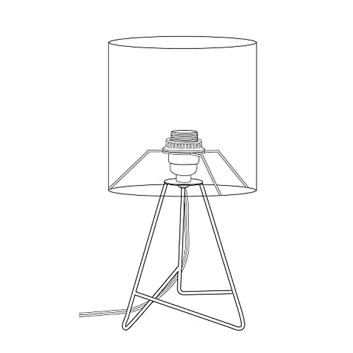 Simple Designs LT2066-GDW 13.5" Down to the Wire Metal Table Lamp with Fabric Shade, Gold with White Shade