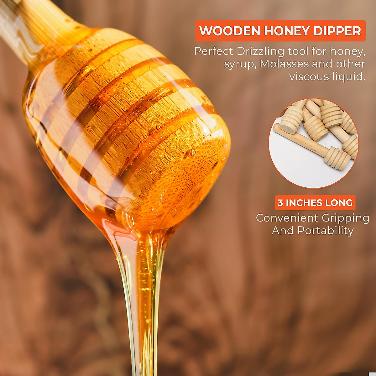 40 Pcs Honey Dipper Sticks - Wooden Honey Dipper- 3 Inch Mini Wooden Honeycomb Sticks, Honey Stirrer Stick For Honey Jar Dispense Drizzle Honey and Wedding Party Favors Gift
