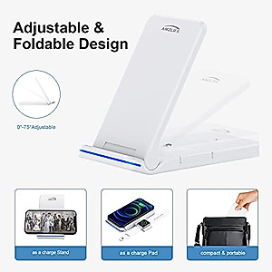 Wireless Charger 3 in 1 Wireless Charging Station Qi Fast Charger Stand for iPhone 13/12/11/Pro/Max/XR/XS/XS Max/X /8/8 Plus, Apple Watch, Airpods 2/Pro, Samsung Galaxy Phone with 18W Adapter, White
