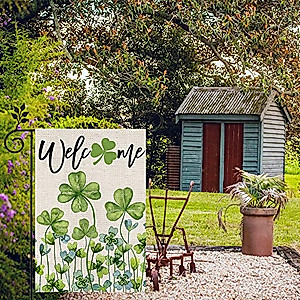 CROWNED BEAUTY St Patricks Day Shamrock Garden Flag 12×18 Inch Double Sided Small Burlap Green Welcome Holiday Outside Yard Flag