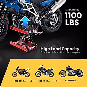 VIVOHOME Motorcycle Lift Scissor Jack Steel Wide Deck Hoist Crank Center Stand 1100 LBS Capacity for Motorcycles, ATVs, Dirt Bikes