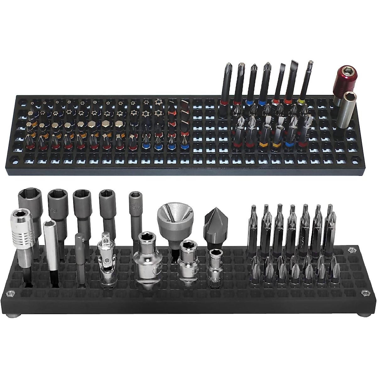 FREE ZONE - Bit Organizer Set (Black) | 158 Hole Bit Storage | 1/4 Inch Hex Bit & Drive Bit Adapter Storage | Screwdriver Toolbox Organizer | Tools are Not Included