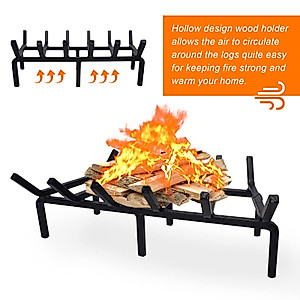 TwentyNext Fireplace Grate 20 Inch Heavy Duty Solid Steel Fire Grate Wood Log Rack Stove Firewood Holder for Indoor Hearth Outdoor Fire Pit Chimney Hearth Kindling Tool Fire Pit