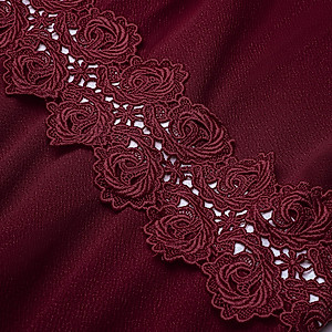 HOMEYEE Women's 3/4 Sleeves Cocktail A-Line Embroidery Party Autumn Winter Wedding Guest Dress A079(6,Burgundy-3/4 Sleeve)