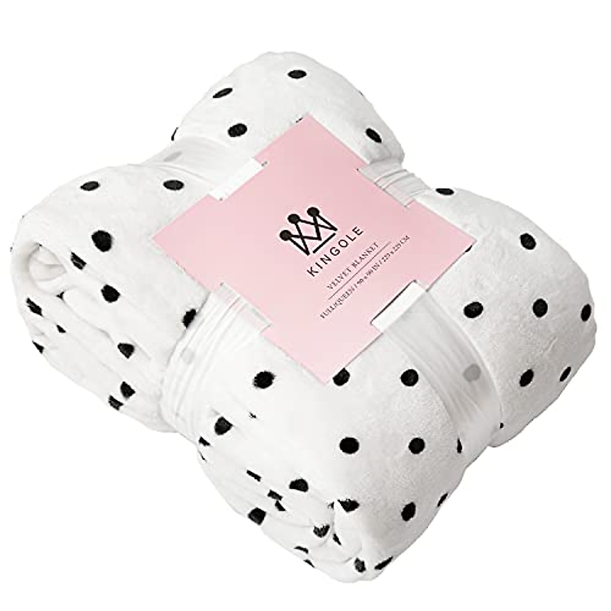 Kingole Flannel Fleece Microfiber Throw Blanket, Luxury Cream White Twin Size Dot Pattern Lightweight Cozy Couch Bed Super Soft and Warm Plush Solid Color 350GSM (66 x 90 inches)