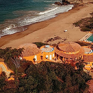 Business & Pleasure Co. Amalfi Umbrella - 7.2' Boho Beach Umbrella - Large & Sturdy Yet Lightweight - UPF 50+ UV-Resistant Canvas, Classic Spiral Blue