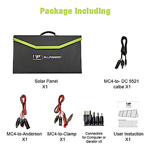 ALLPOWERS SP029 140W Portable Solar Panel Charger for Laptop Cellphone, Waterproof IP65 Foldable Solar Panel with MC- 4, DC, and USB Output, for Solar Generator, Power Bank, 12V Car Battery