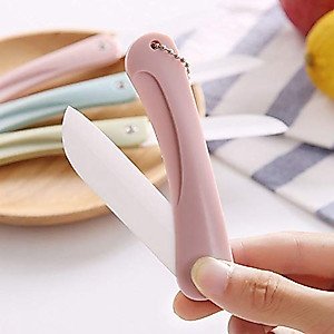 Portable Foldable Fruit Paring Knife Household Kitchen Ceramic Fruit Knife (Green)