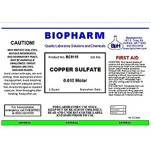 Copper Sulfate 0.010 M Solution | 1 Quart (950 mL)