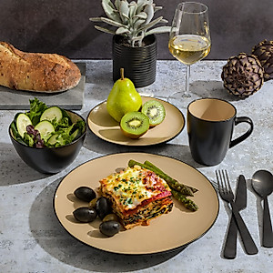 Gibson Soho Lounge Round Reactive Glaze Stoneware Dinnerware Set, Service for 4 (16pc), Taupe