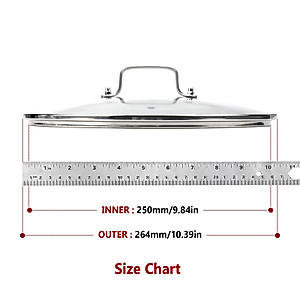 Antrader Tempered Glass Lid,10" Glass Covers for Pots,Pans and Skillets,1Set,Clear