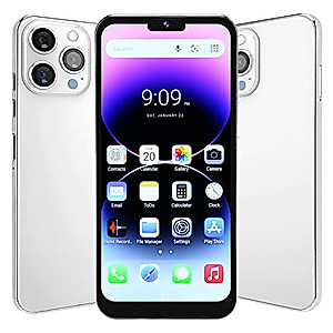 soobu Cell Phone, Quad Core Smart Phone 5000mAh Battery 4G Network Face Unlocking 4GB RAM 64GB ROM 6.5Inch for School (White)