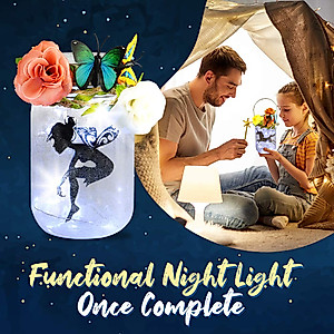 STICKY LIL FINGERS Fairy Jar Night Light Kit - Make Your Own Lanterns Set - Fairy Lantern Craft Kit for Girls - Fairy Night Light - Fairy Jar Kit - Gift Craft Fairy - Fairy Potions Craft Kit