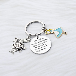 FUSTMW Alice Gifts Keychain Rabbit Alice Pendant Wonderland Inspired Gifts Cartoon Keepsake Keychain Friendship Gifts (silver)